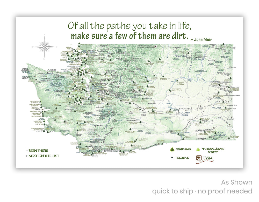 Washington State Parks Map Poster – Fine Art Print | Happy Place Maps